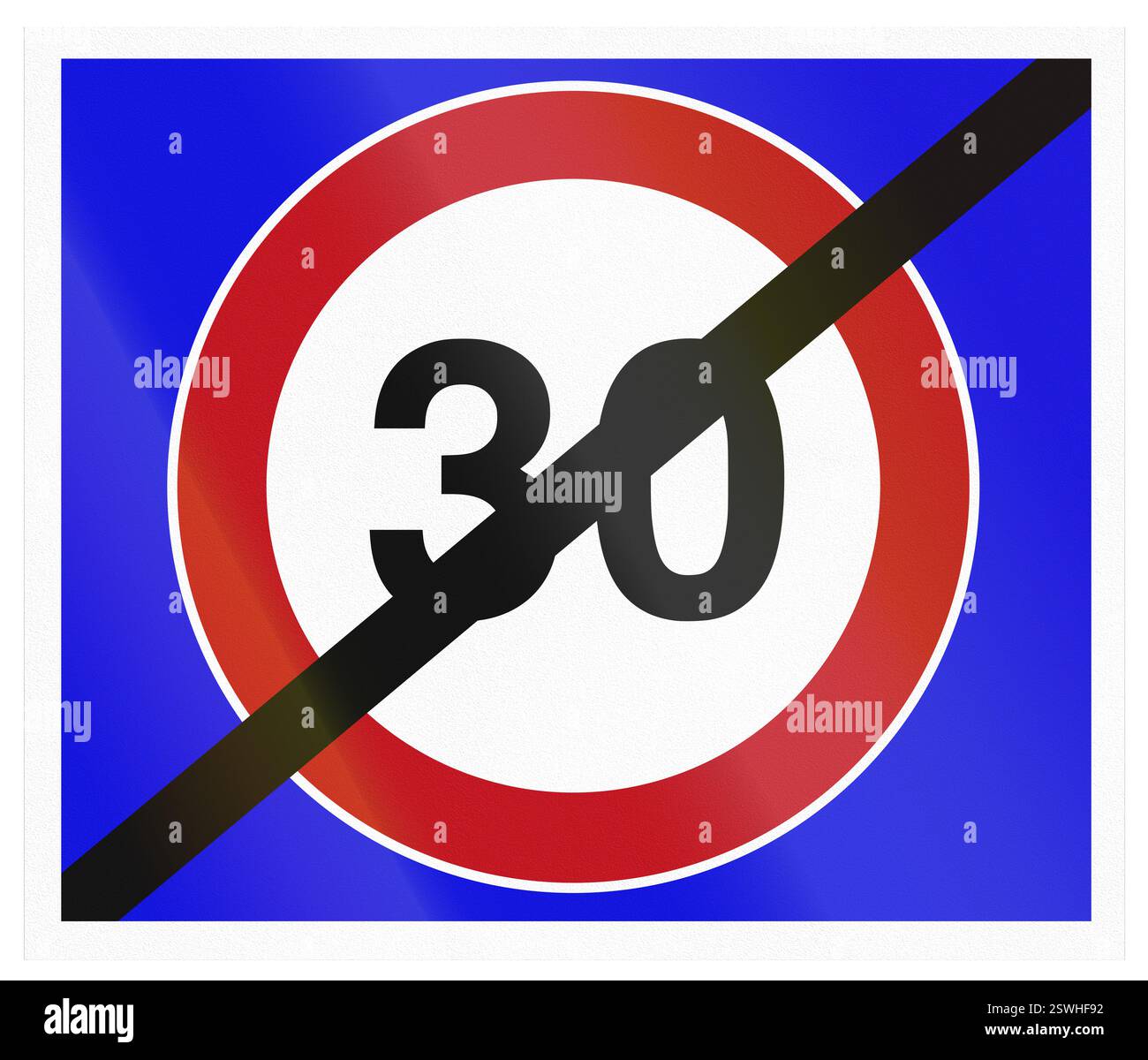 Israel road sign - end of 30 kilometers per hour speed limit Stock ...