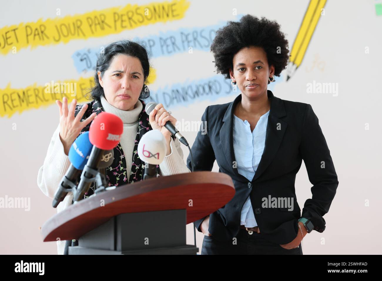 Brussels, Belgium. 21st Feb, 2025. Lawyer Selma Benkhelifa and ...