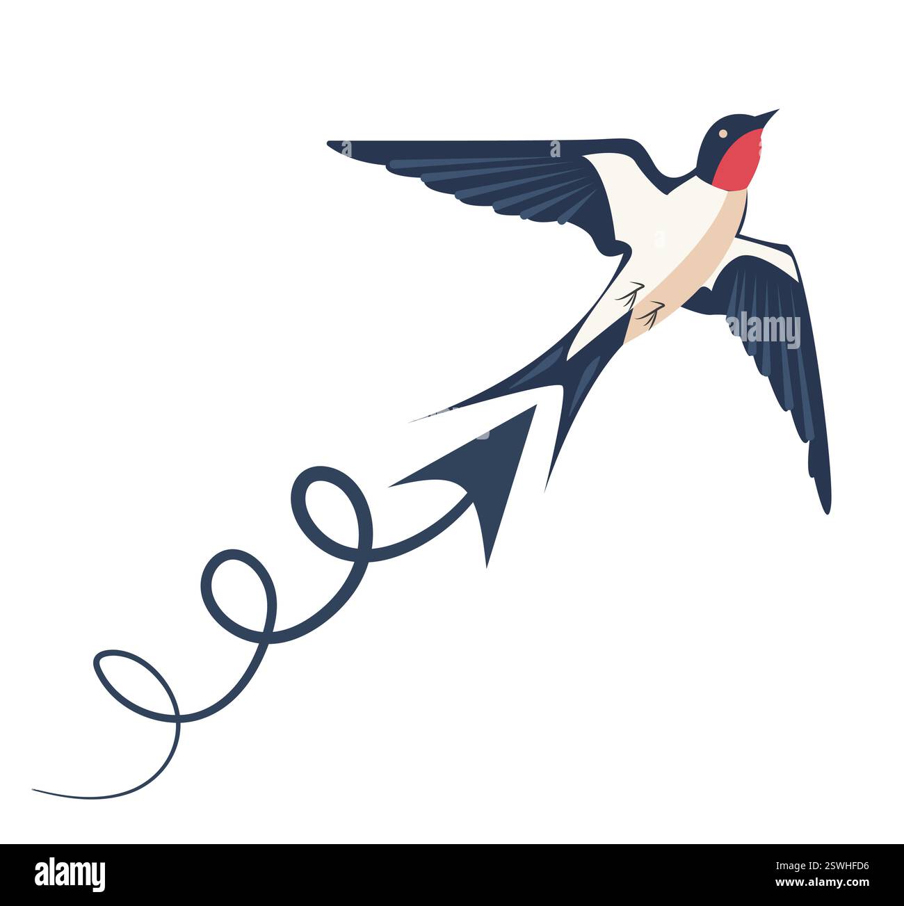 Swallow bird illustration with a dynamic spiral design showcasing ...