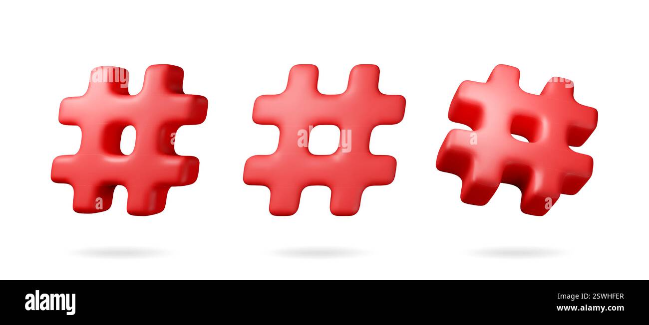3d red realistic hashtag symbol isolated on white Stock Vector Image ...