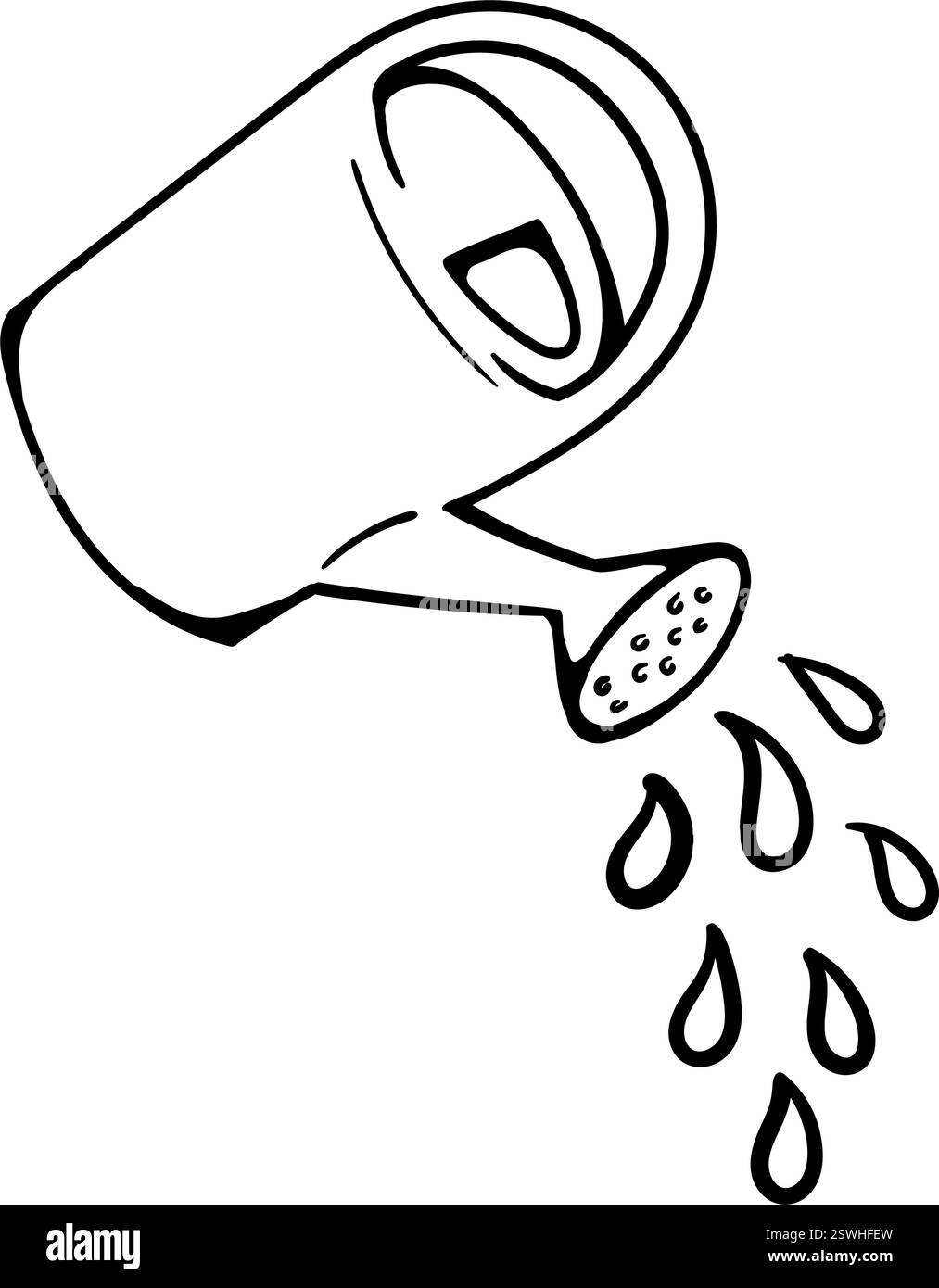 Garden watering can. Vector black and white illustration for children's ...