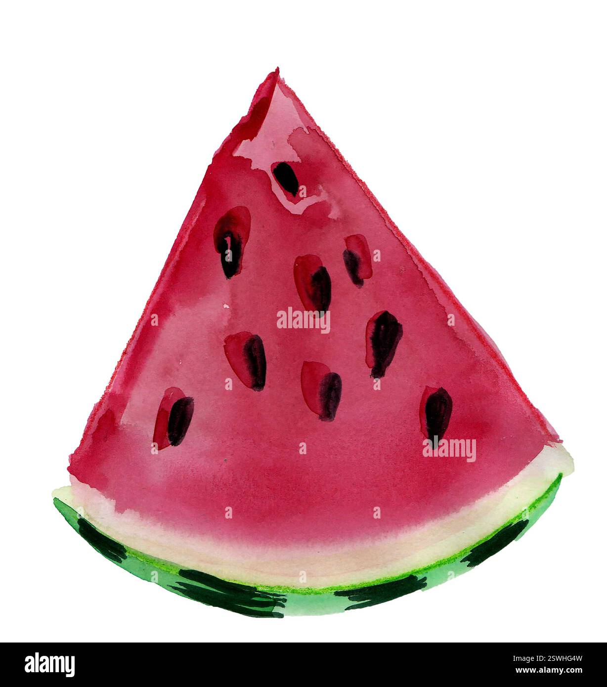 Slice of watermelon. Hand drawn watercolour illustration Stock Photo ...