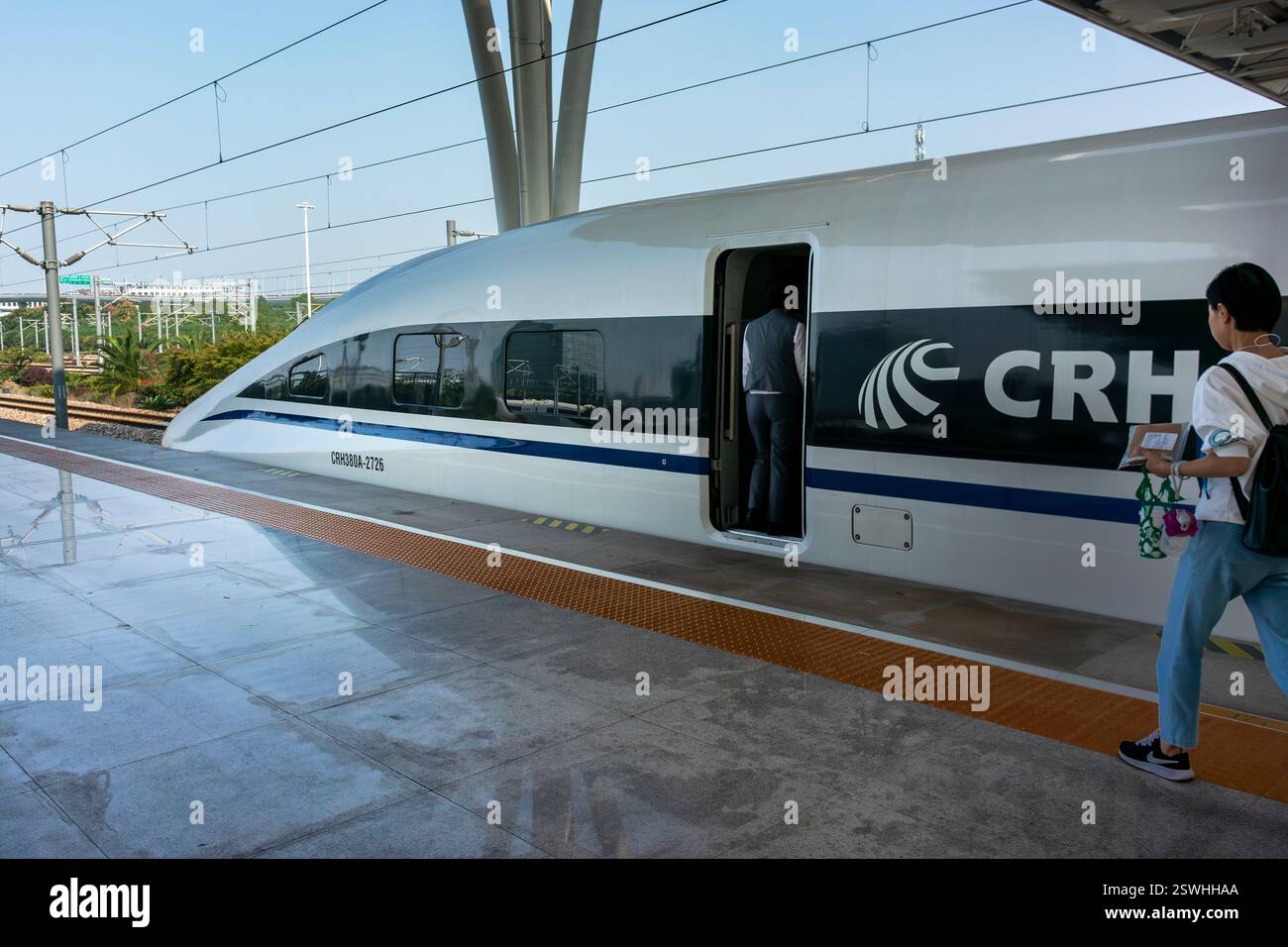 Shanghai, China, Wide Angle View,, Inside, Modern High Speed, CRH ...