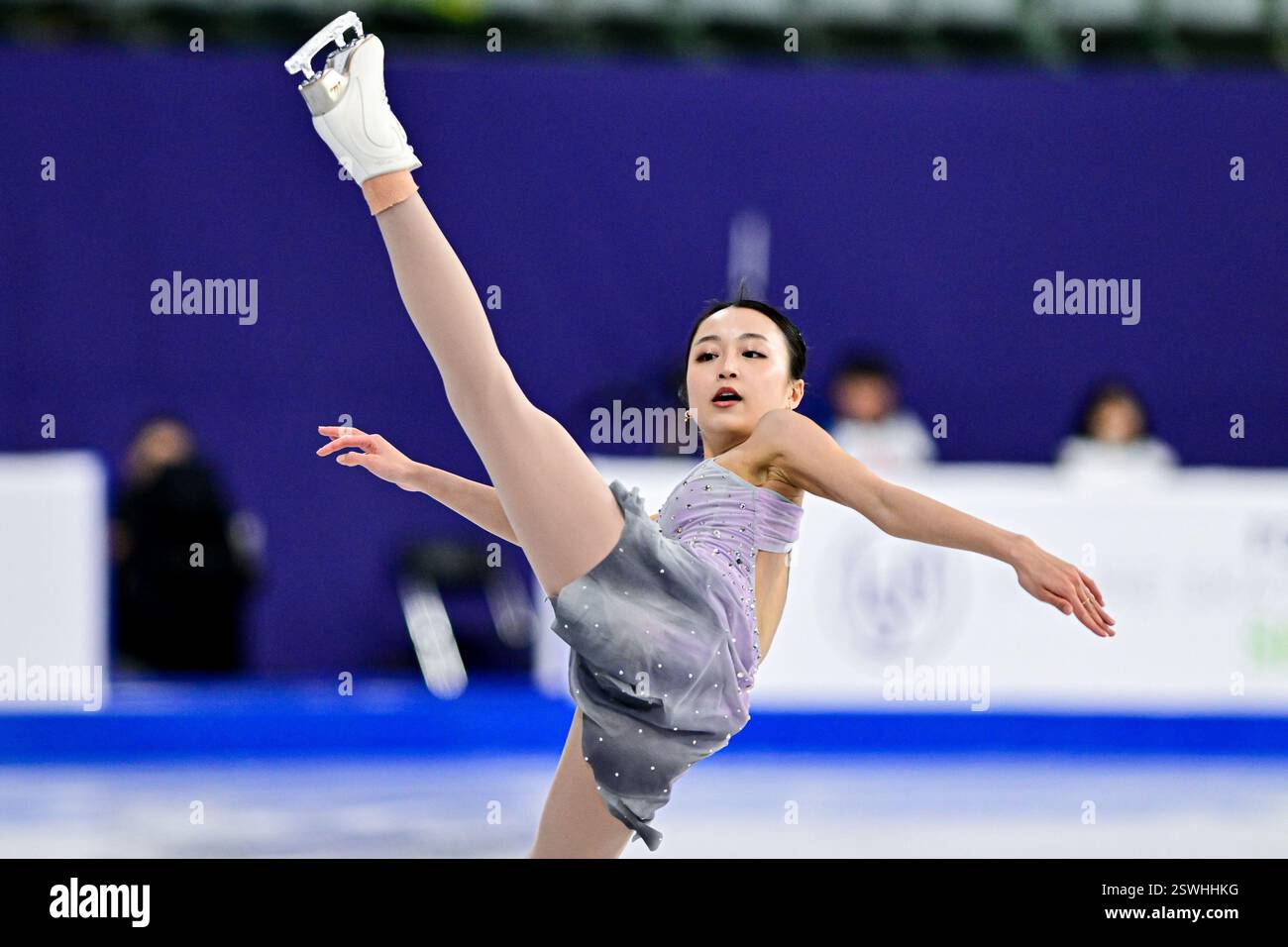 Yi ZHU (CHN), during Women Short Program, at the ISU Four Continents Figure Skating ...