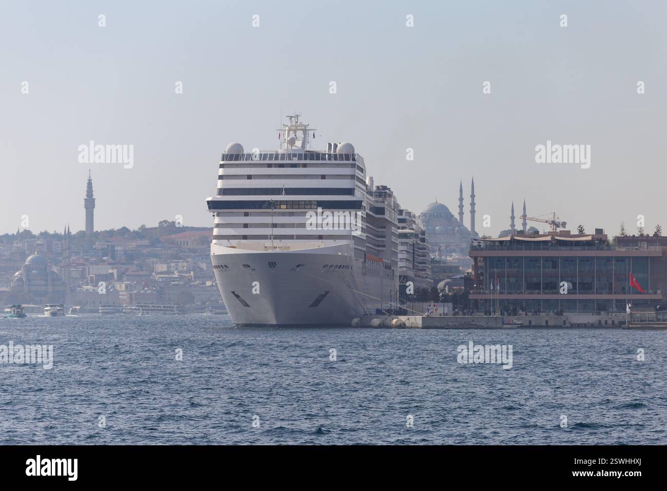 Istanbul, Turkey October 22, 2023, Bosporus, cruise ships in Galataport ...
