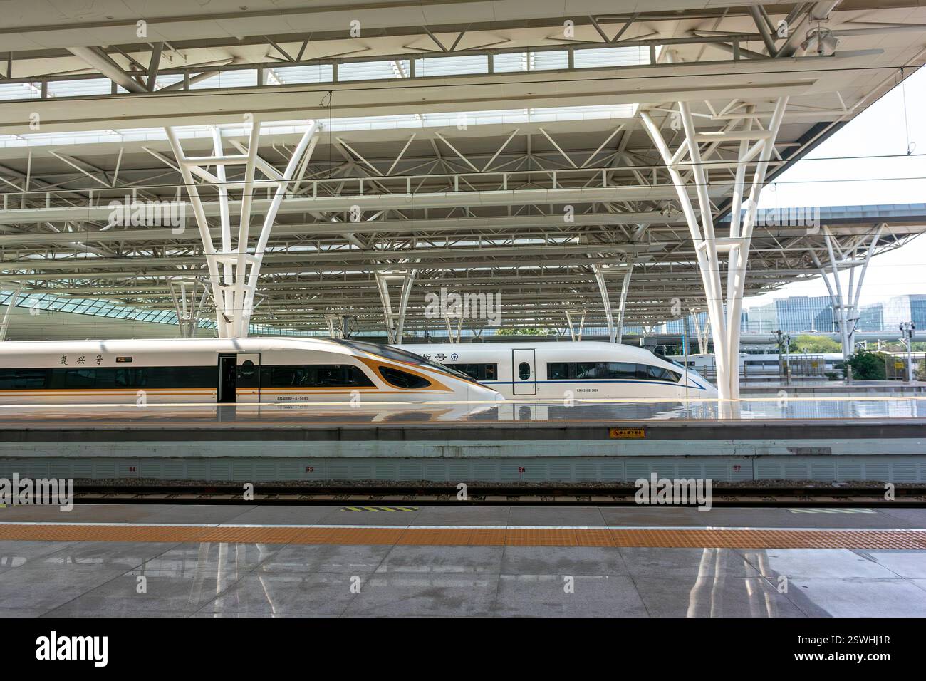 Shanghai, China, Wide Angle View,, Inside, Modern High Speed, Bullet ...