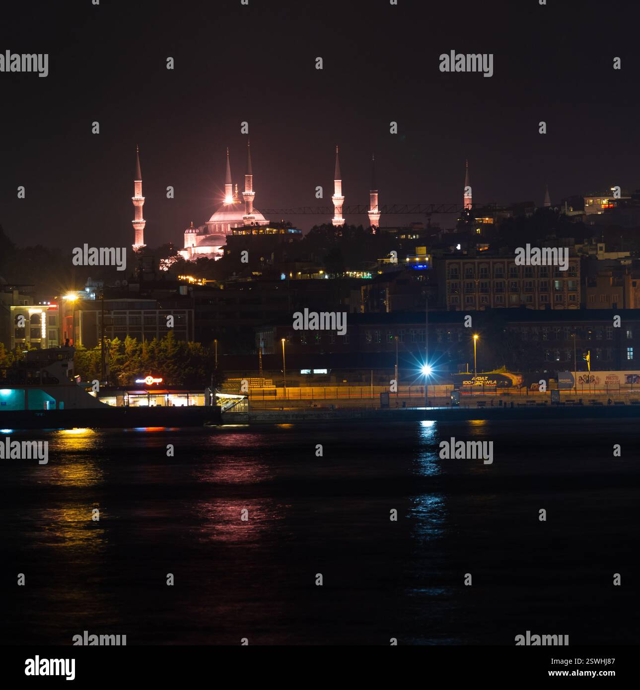 october 23, 2023, Istanbul, Turkey. Night view from the Bosphorus and ...