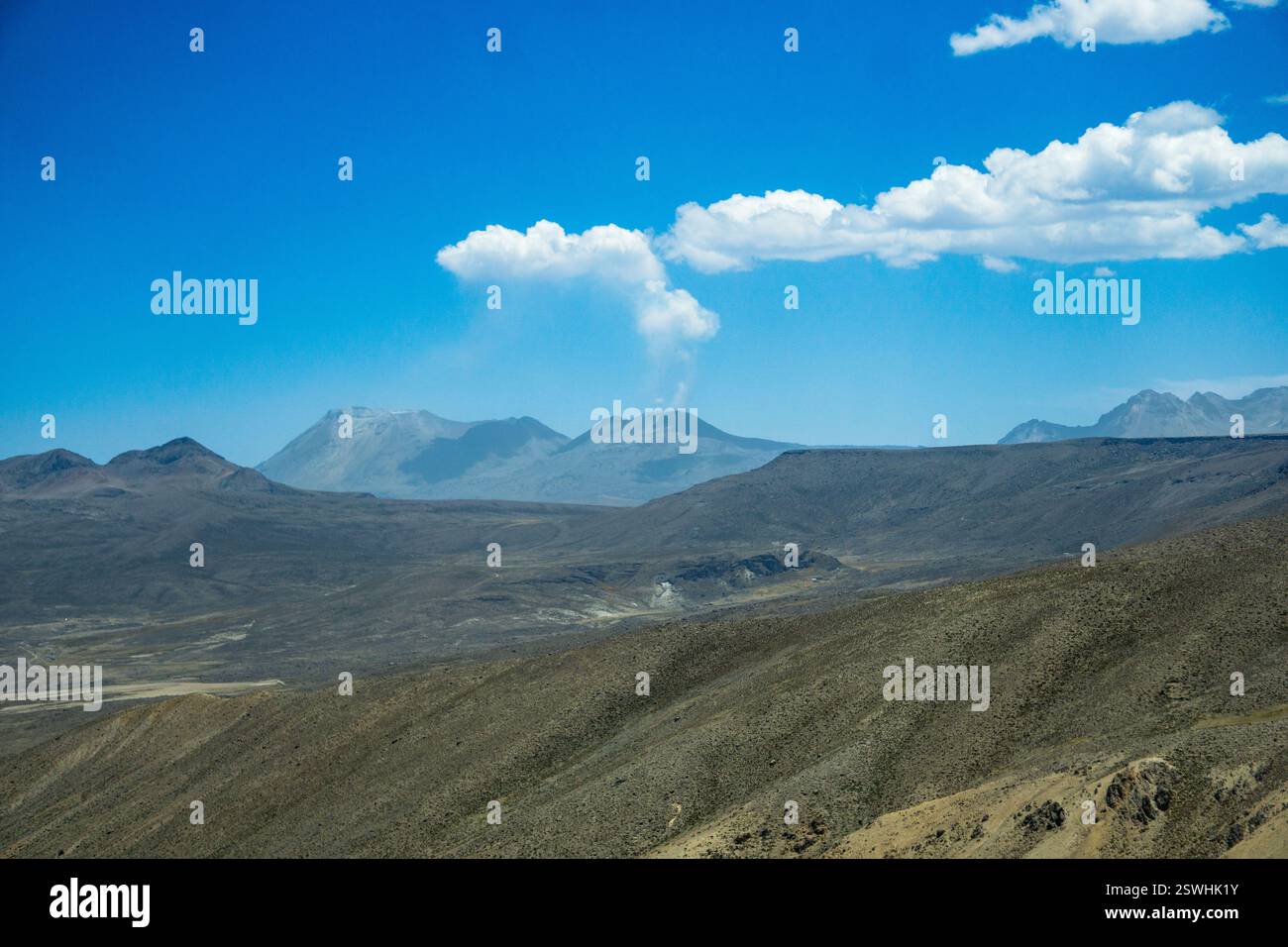 The active Sabancaya volcano in Peru releasing a dramatic plume of ...