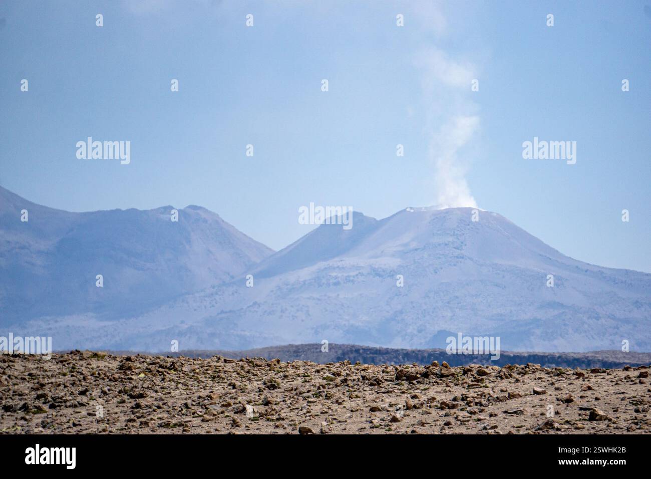 The active Sabancaya volcano in Peru releasing a dramatic plume of ...