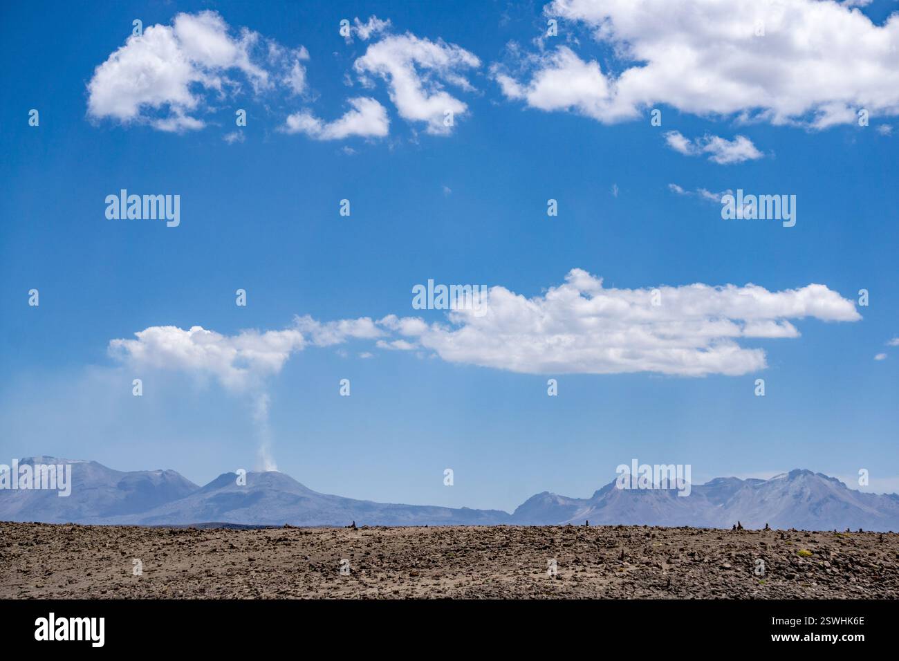 The active Sabancaya volcano in Peru releasing a dramatic plume of ...