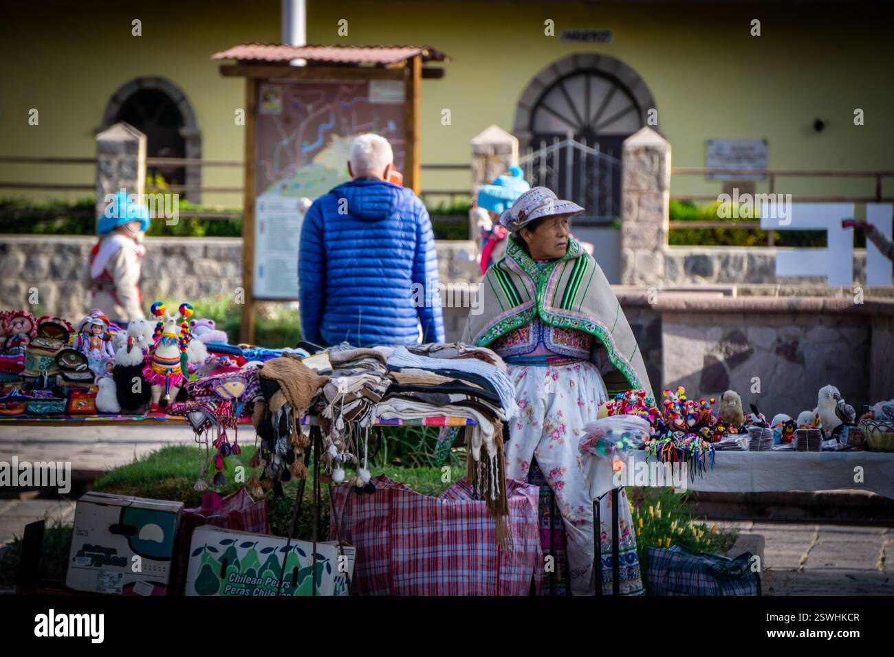 Traditional Peruvian clothing worn by woman in Yanque village Colca ...