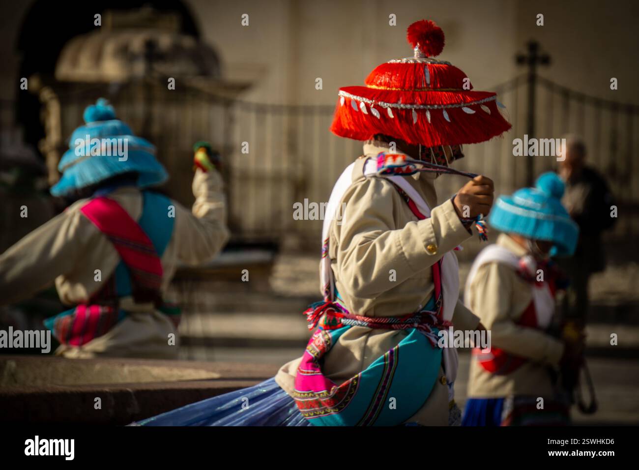 Young dancers performing indigenous Peruvian dance in Yanque village ...