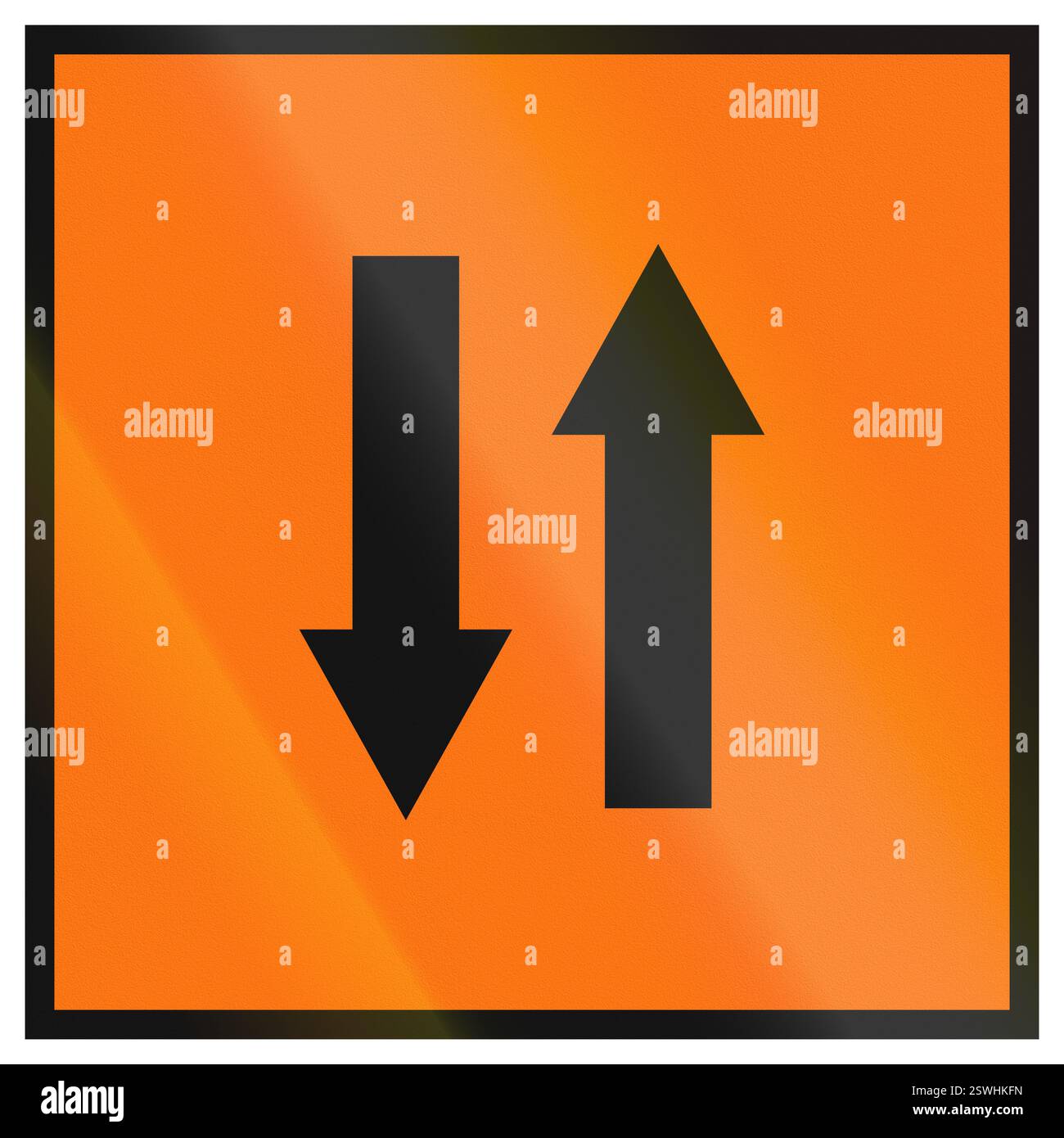 Israel temporary road sign - Two-way traffic Stock Photo - Alamy