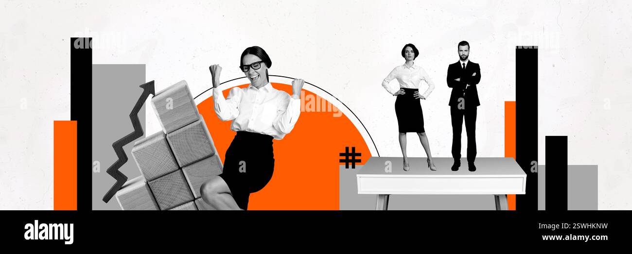 3D collage trend artwork composite poster of human resources manager ...