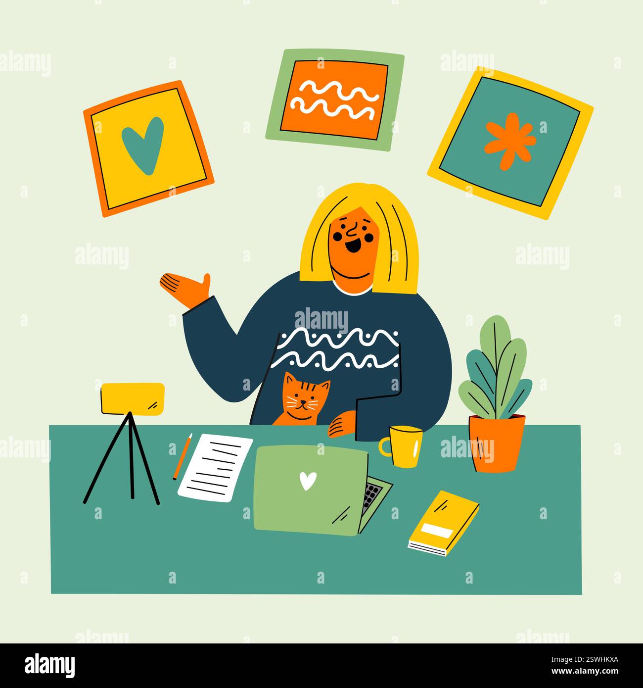 Working from home cat Stock Vector Images - Alamy