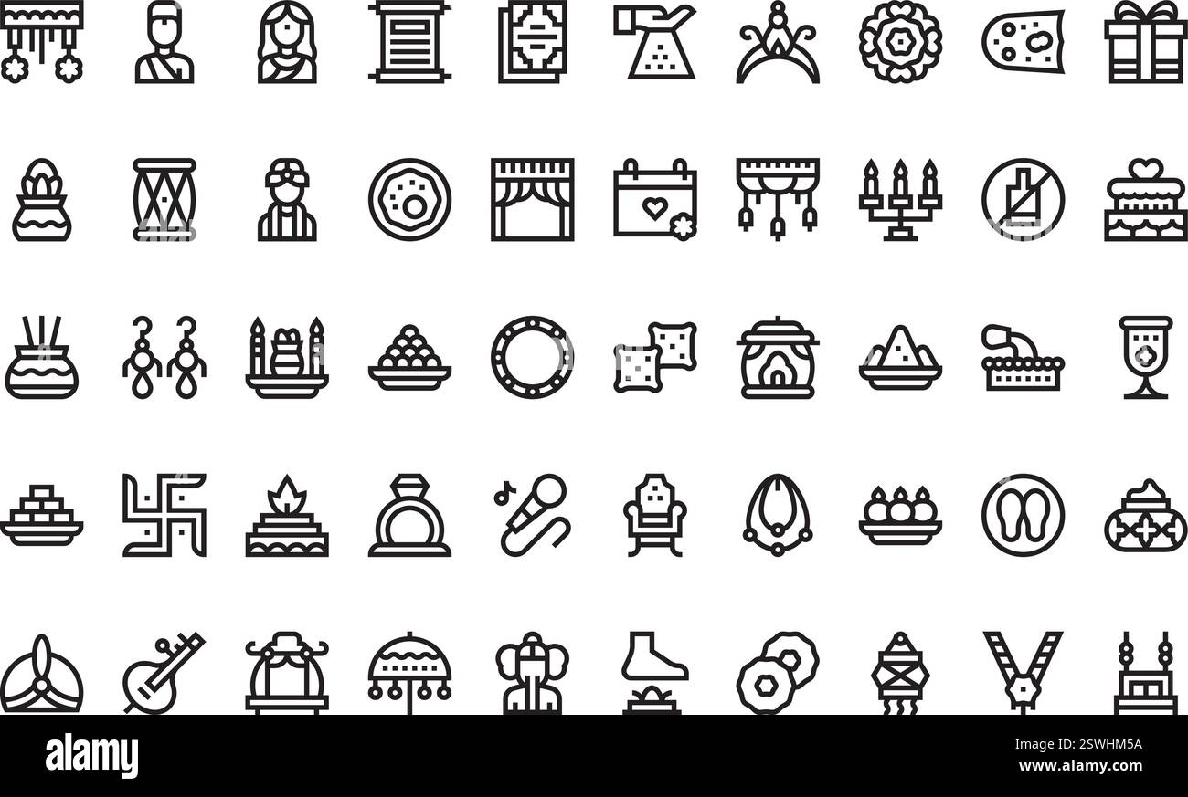 Hindu wedding icons High-Quality Vector Icons Collection with Editable ...