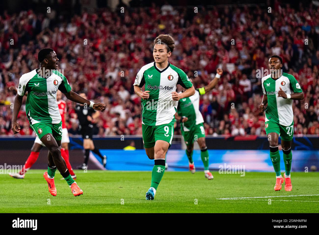 Lisbon - Ibrahim Osman of Feyenoord, Ayase Ueda of Feyenoord, Antoni ...