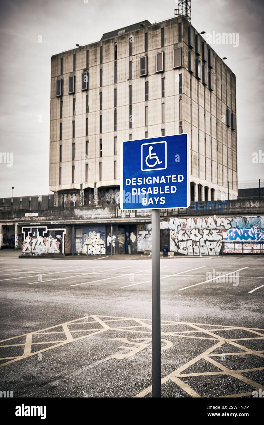 Closed down central pollice station and empty car park,Blackpool,UK ...