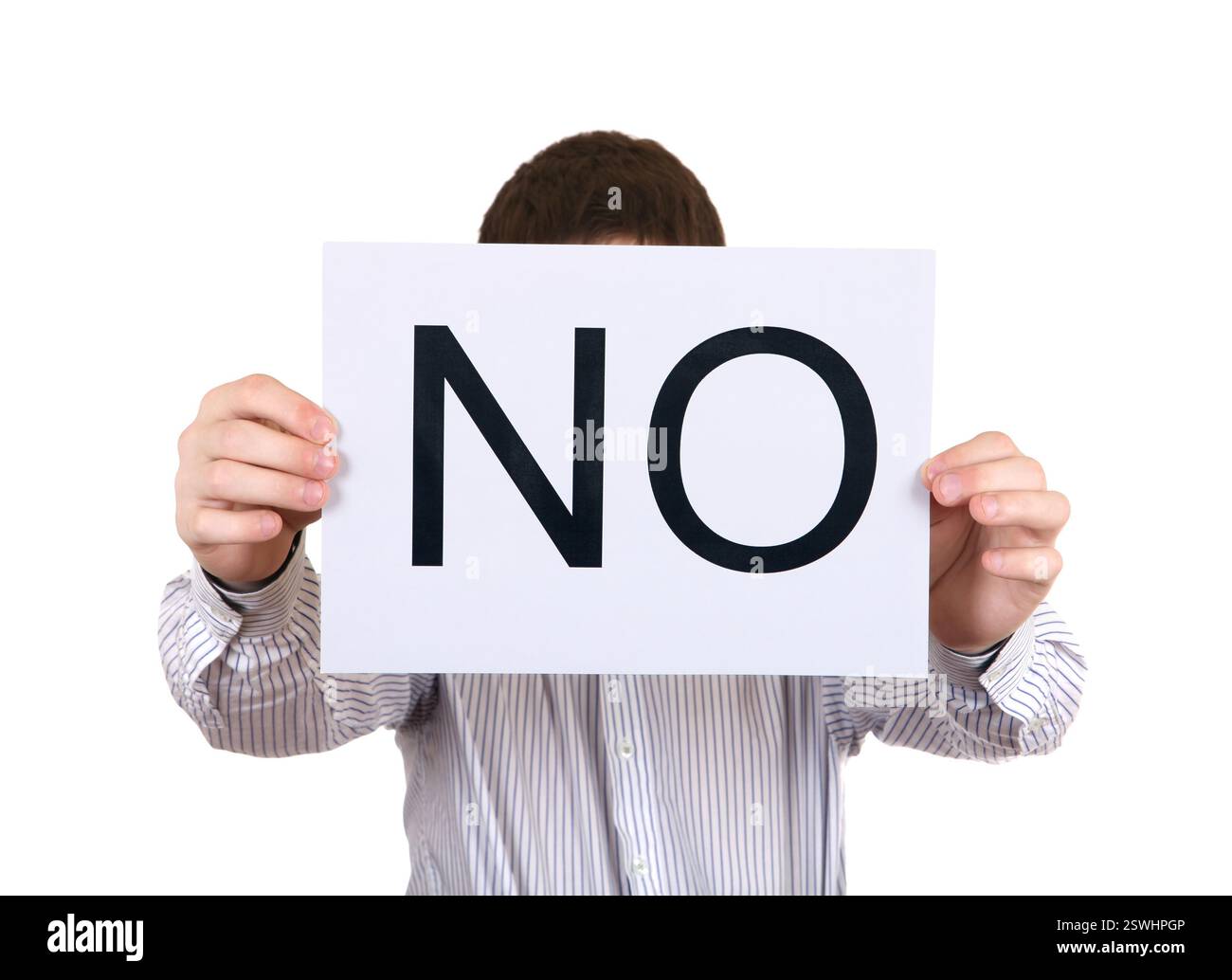 Person shows paper slogan hi-res stock photography and images - Alamy