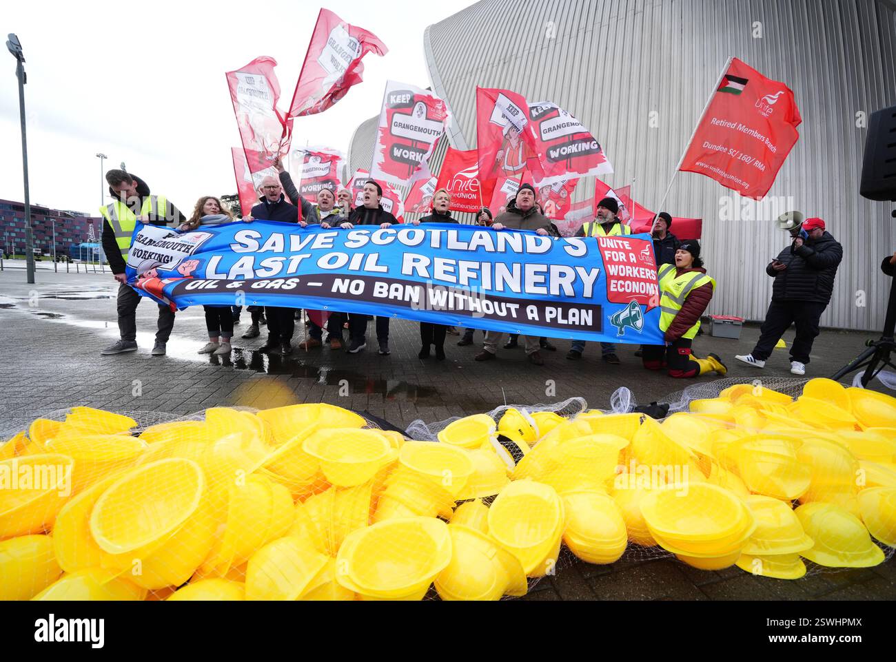 Members of Unite union take part in a demonstration to protest at ...