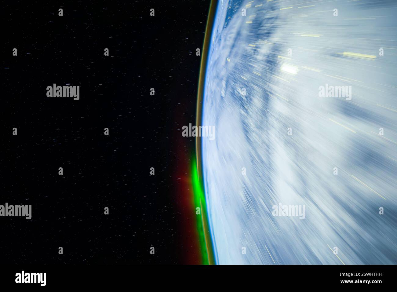 Planet Earth from space, long exposure. Digital enhancement of an image ...