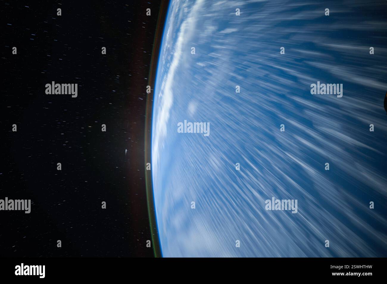 Planet Earth from space, long exposure. Digital enhancement of an image ...