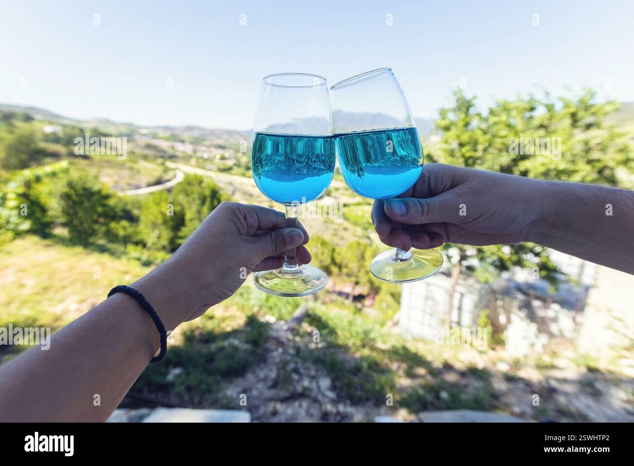 Blue wine tasting in the winery of Cyprus typical wine for Cyprus Stock ...