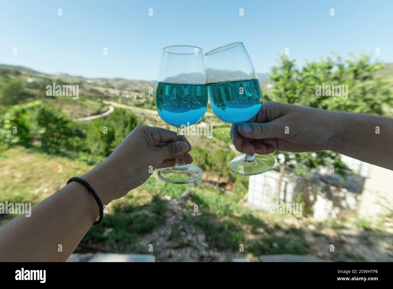 Blue wine tasting in the winery of Cyprus typical wine for Cyprus Stock ...