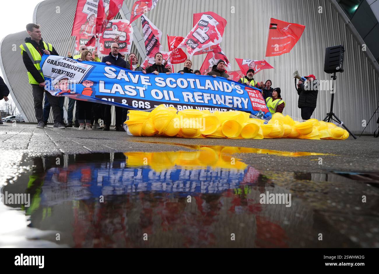Members of Unite union take part in a demonstration to protest at ...
