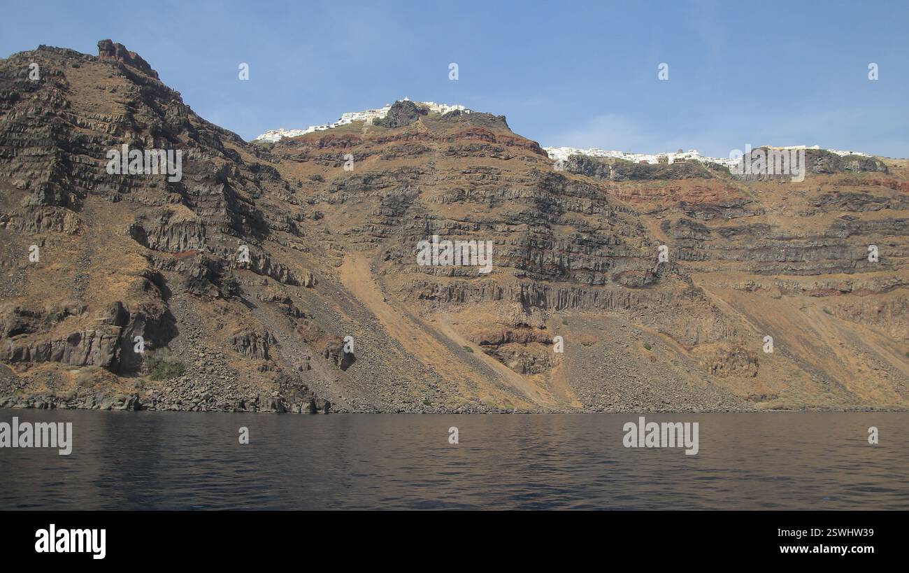 Santorini island caldera,Imerovigli and Skaros rock,Aegean sea,Cyclades ...