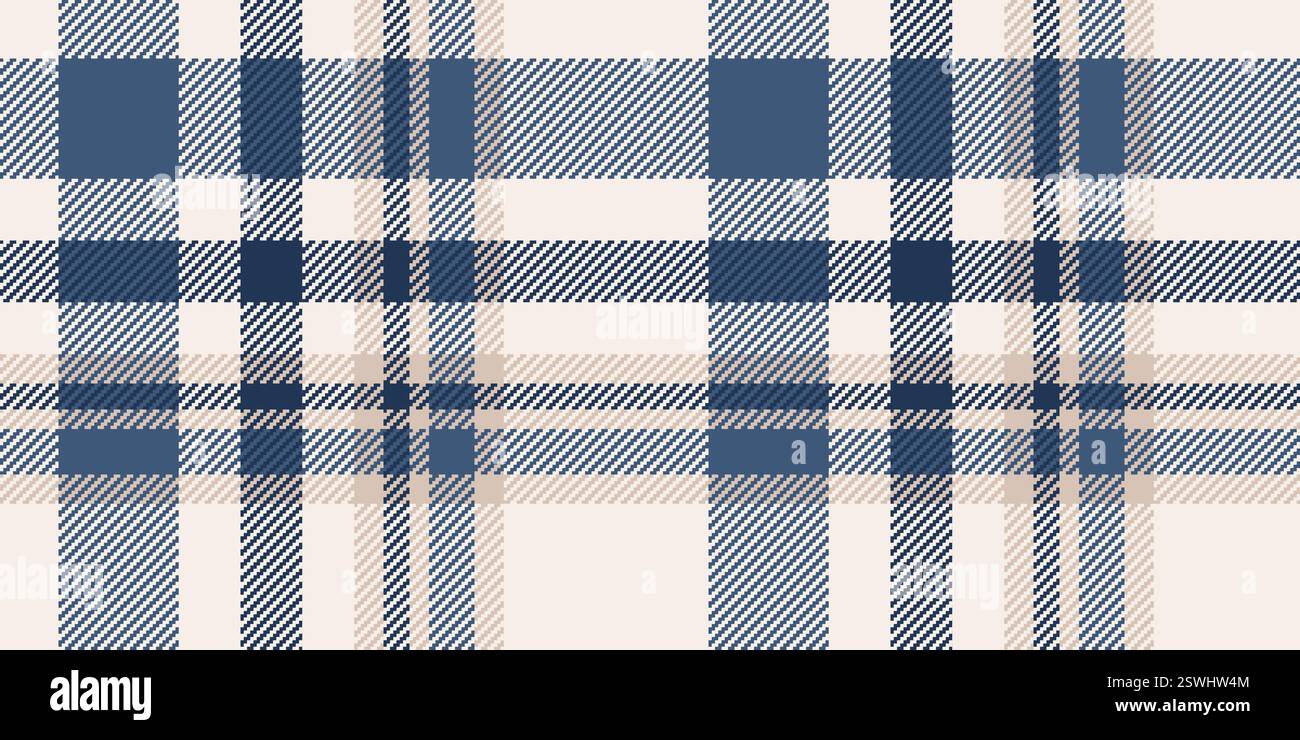 A seamless tartan plaid pattern in blue and beige tones, featuring ...