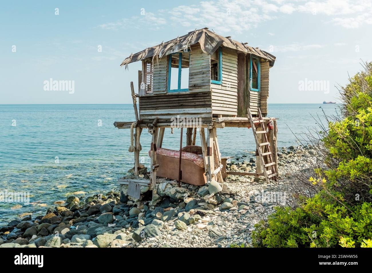 Fisherman's hut against the seascape in Cyprus Stock Photo - Alamy