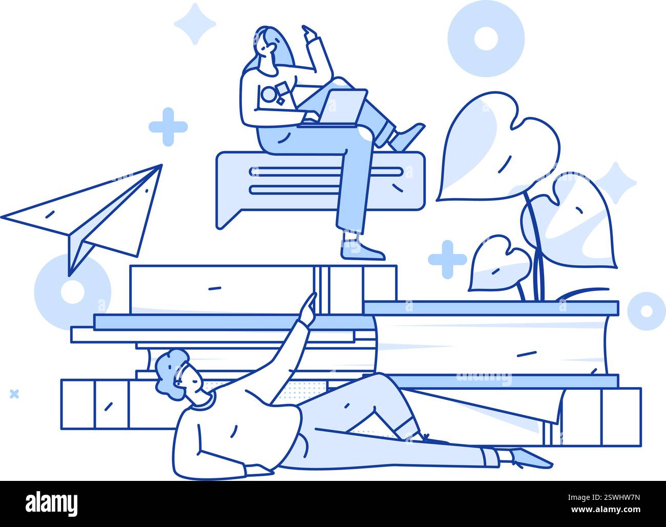 Character reading quietly vector concept operation hand drawn ...