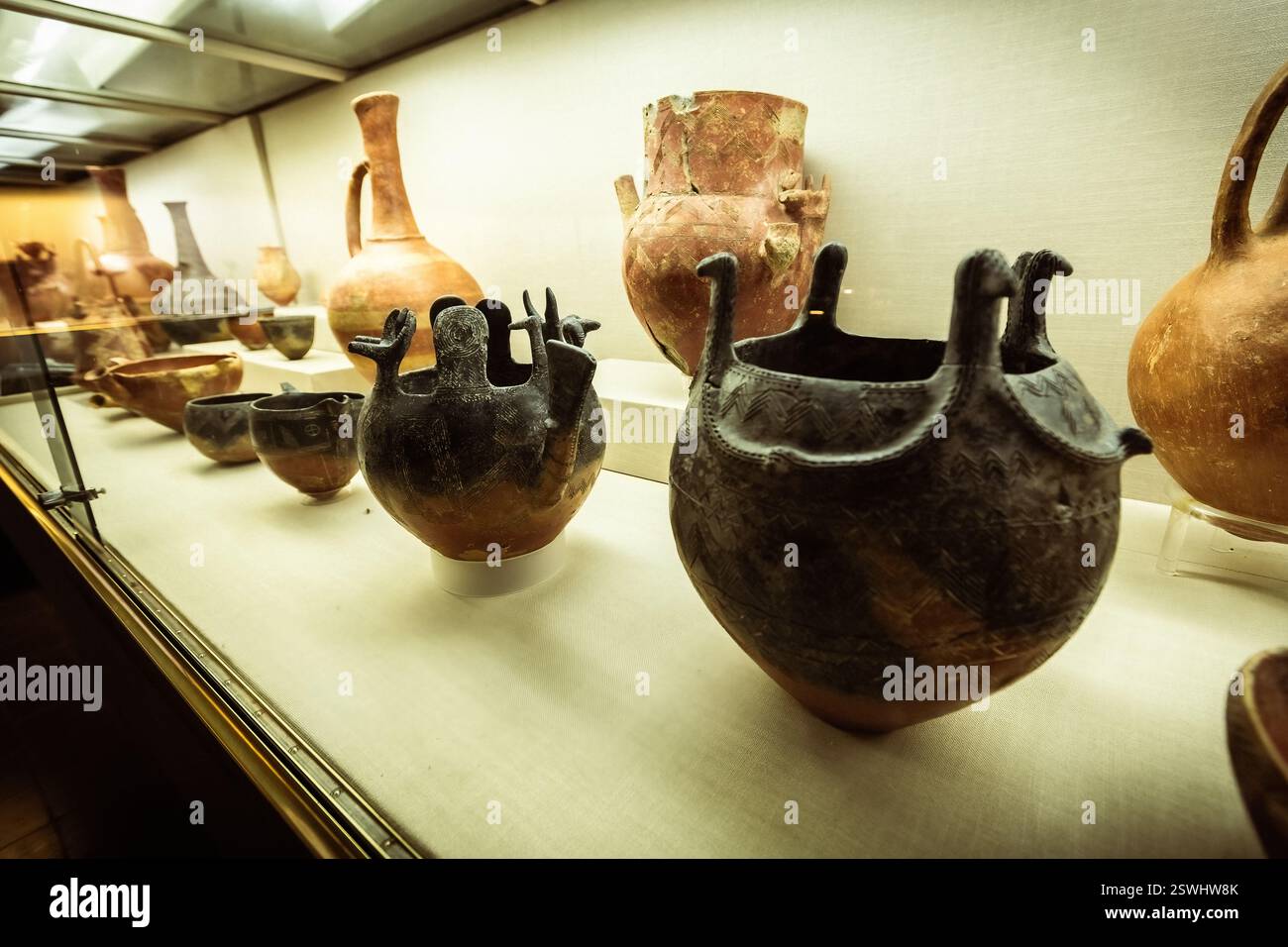 Ancient clay pitchers and vessels collection in the Museum of Cyprus ...