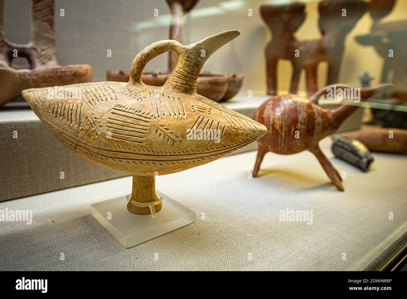 Ancient clay pitchers and vessels collection in the Museum of Cyprus ...