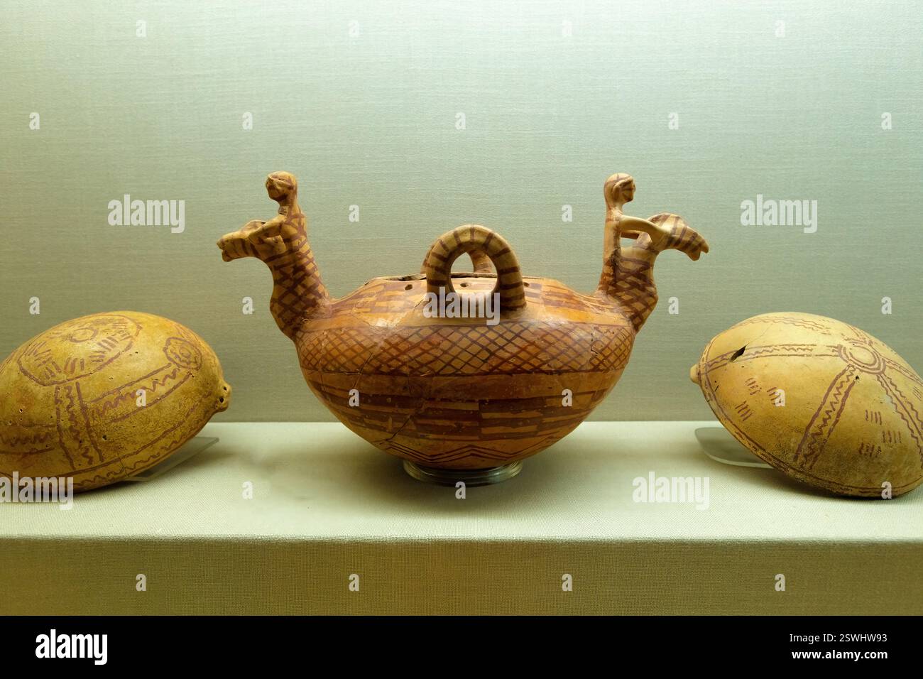 Ancient clay pitchers and vessels collection in the Museum of Cyprus ...