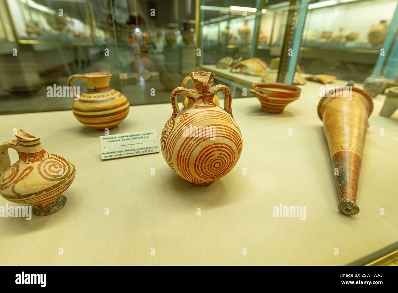 Ancient clay pitchers and vessels collection in the Museum of Cyprus ...
