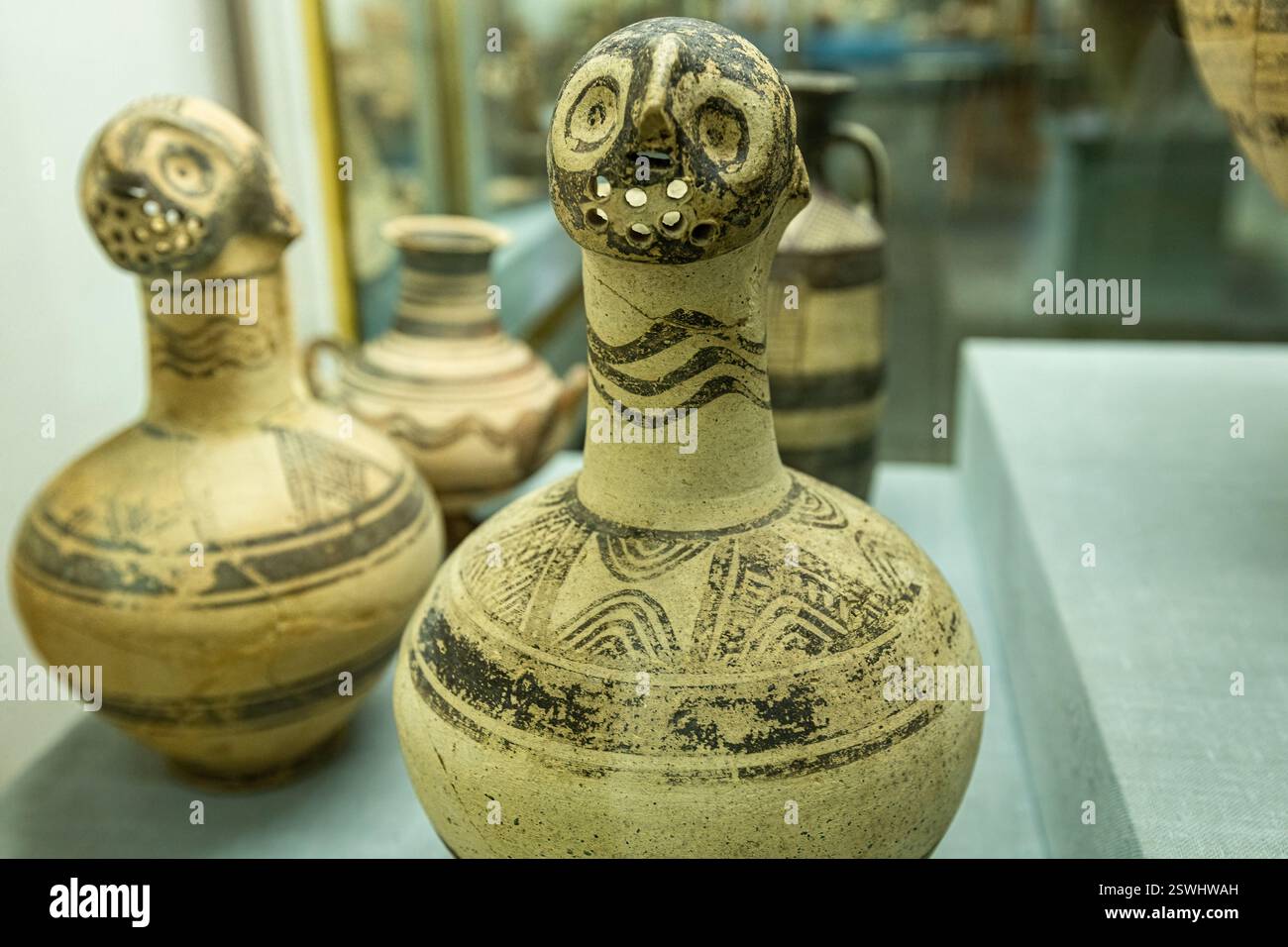Ancient clay pitchers and vessels collection in the Museum of Cyprus ...