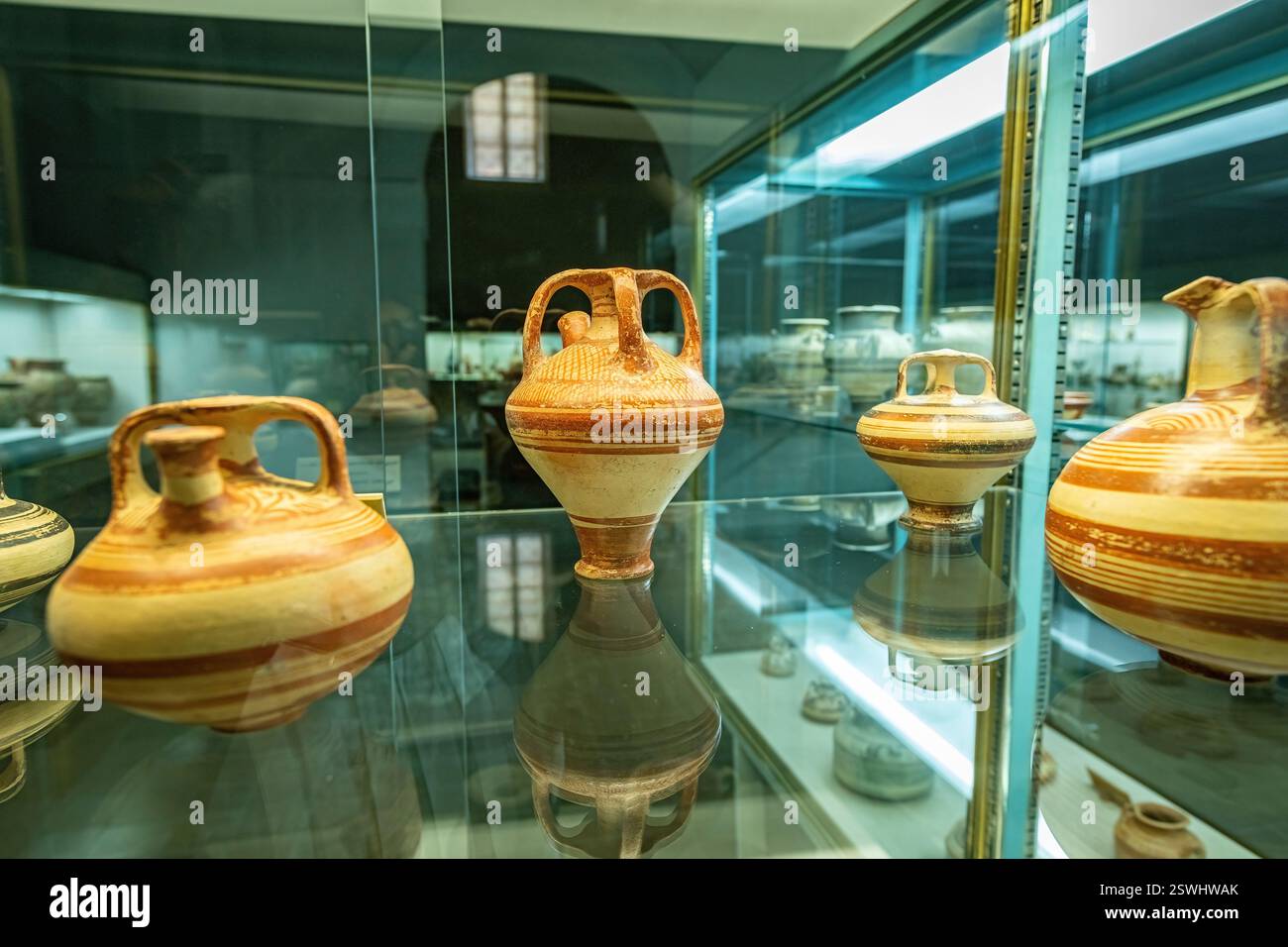 Ancient clay pitchers and vessels collection in the Museum of Cyprus ...