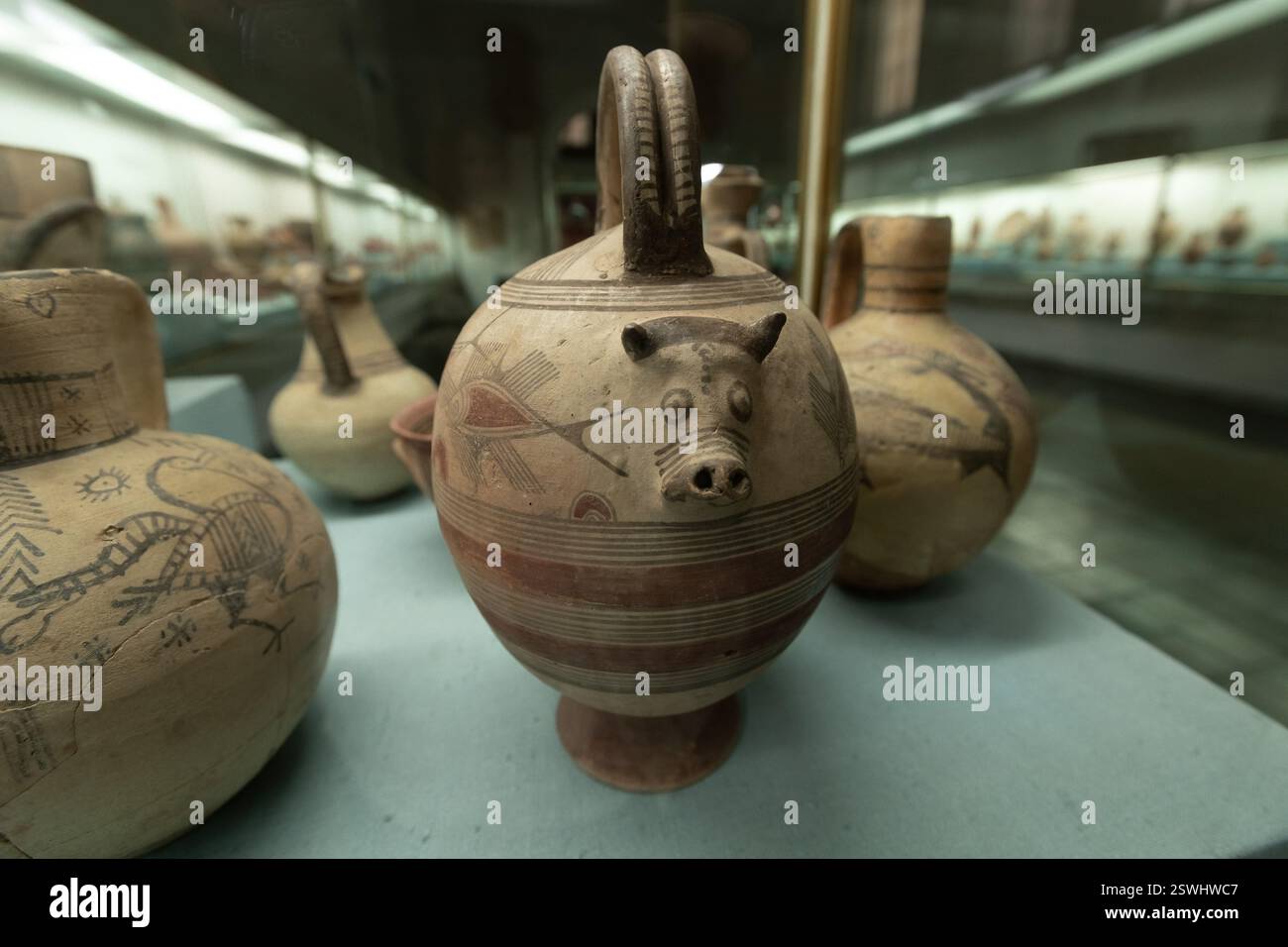 Ancient clay pitchers and vessels collection in the Museum of Cyprus ...