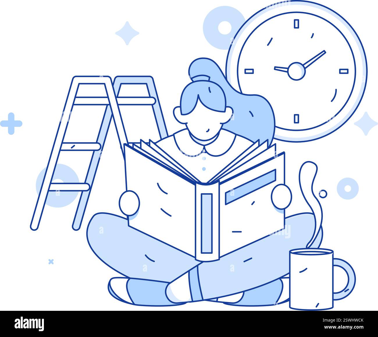 Character reading quietly vector concept operation hand drawn ...