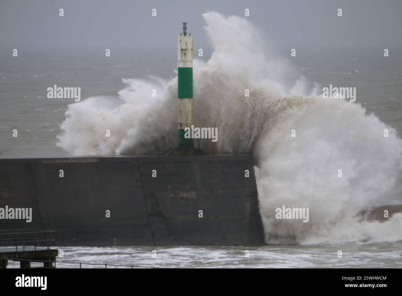 Aberystwyth Ceredigion Wales UK weather. Gale force winds with heavy ...