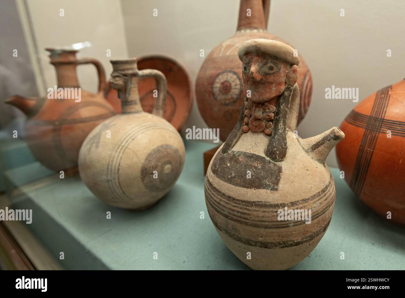 Ancient clay pitchers and vessels collection in the Museum of Cyprus ...