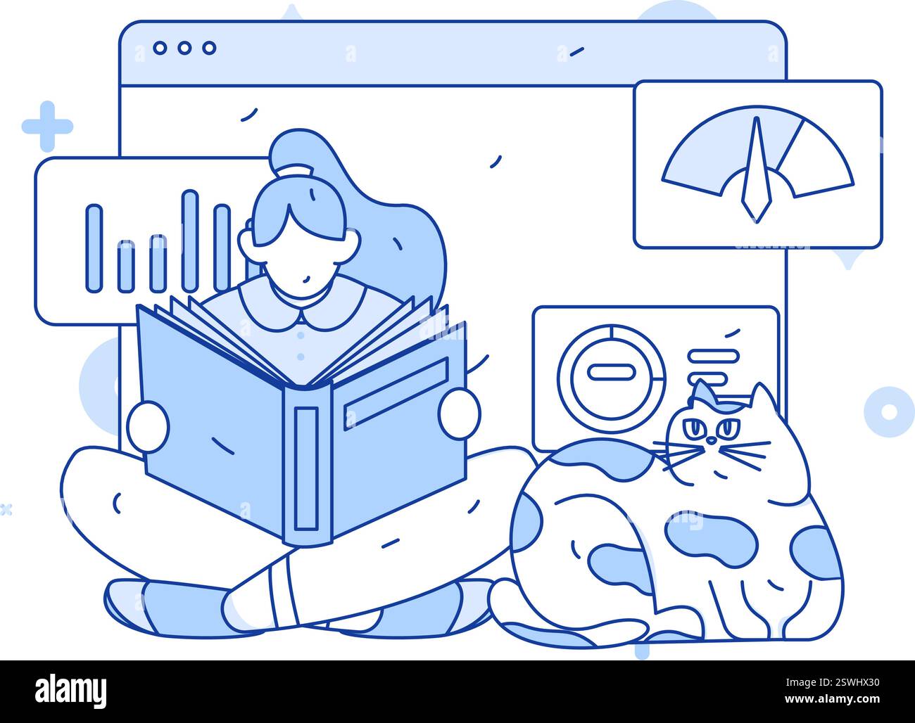 Character reading quietly vector concept operation hand drawn ...