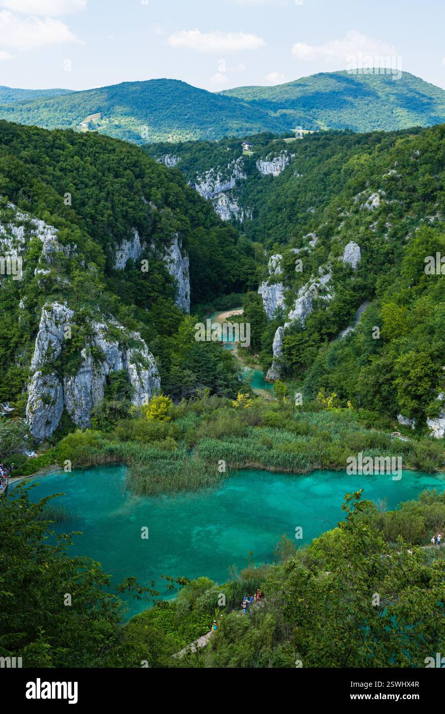 Large lakes and hiking trails in Plitvice Lakes National Park, Croatia ...
