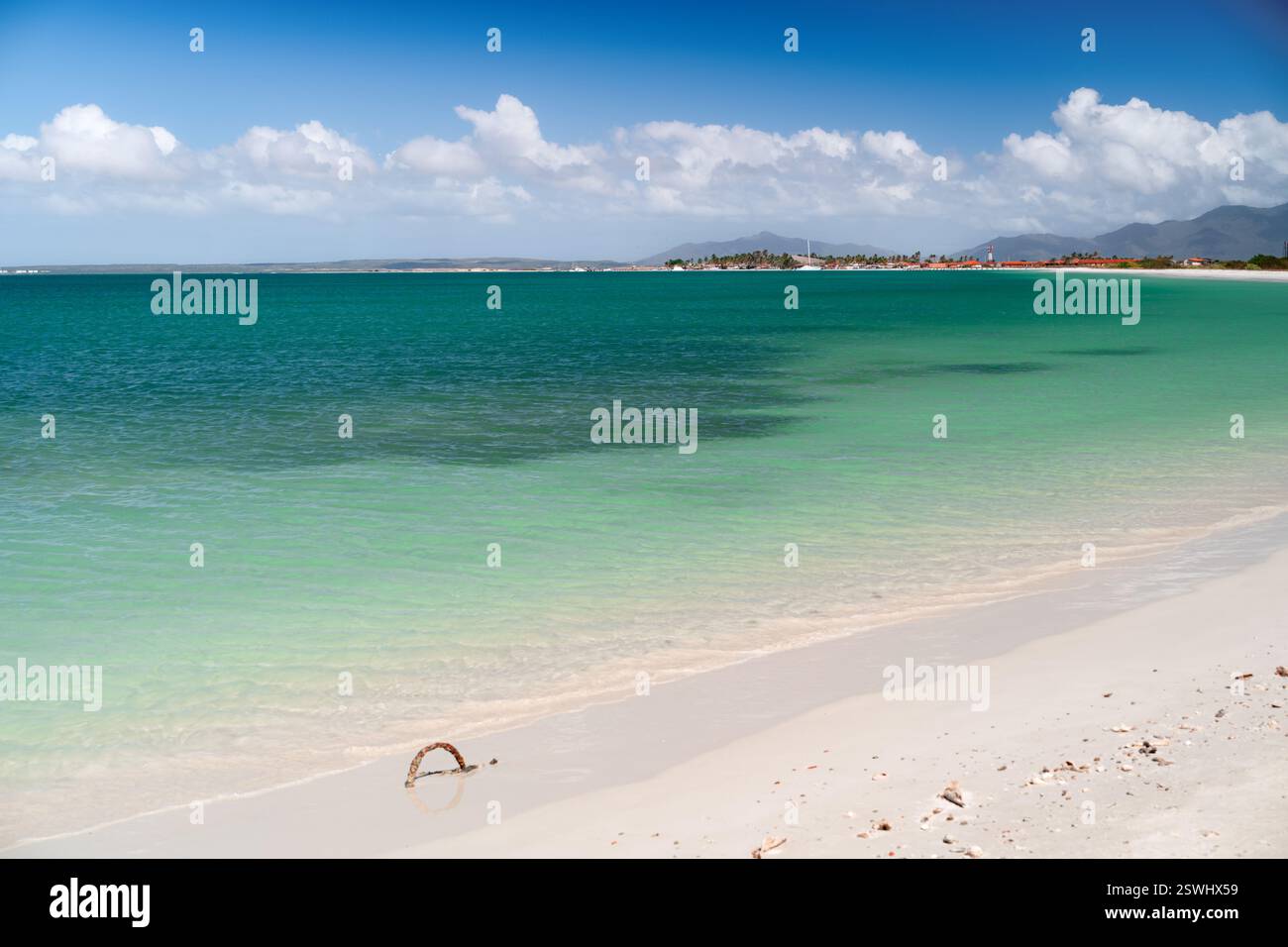 Turquoise color of the Caribbean Sea. White sand beaches. Paradise ...
