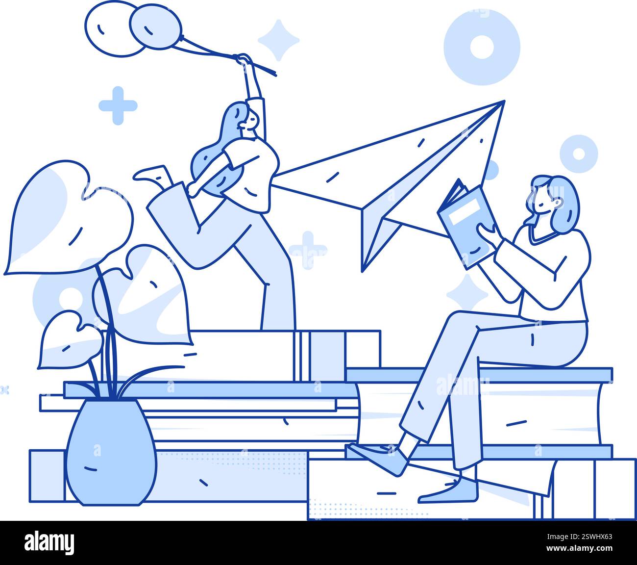 Character reading quietly vector concept operation hand drawn ...