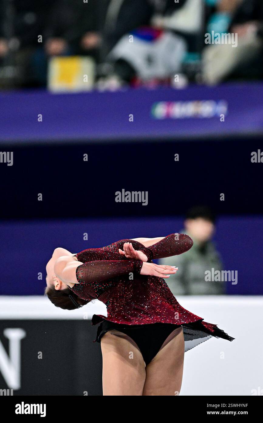 Sofia SAMODELKINA (KAZ), during Women Short Program, at the ISU Four Continents Figure Skating ...