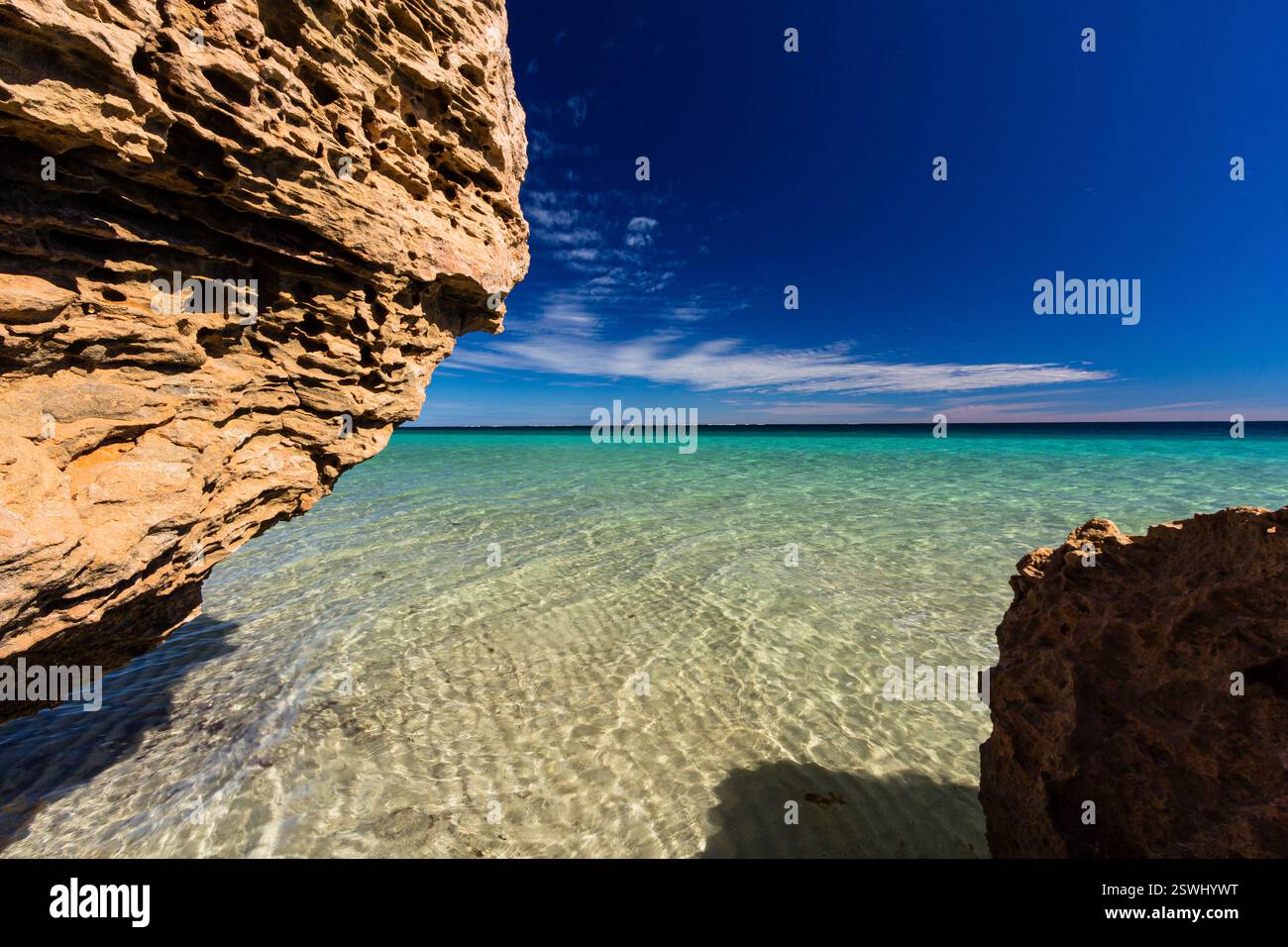 The clear waters of Coral Bay Beach on the Ningaloo Coast, Australia ...