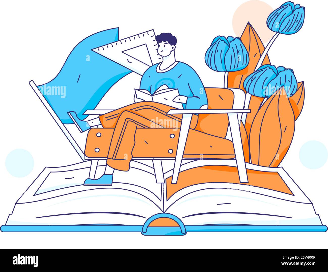 Character reading quietly vector concept operation hand drawn ...